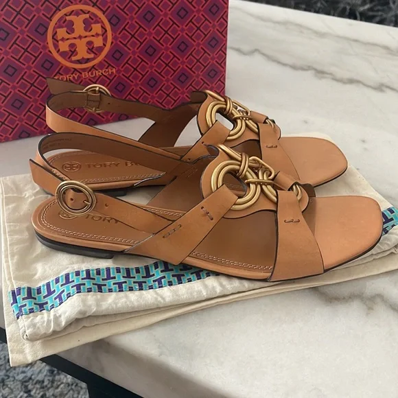 Tory Burch Gold Flip Flops